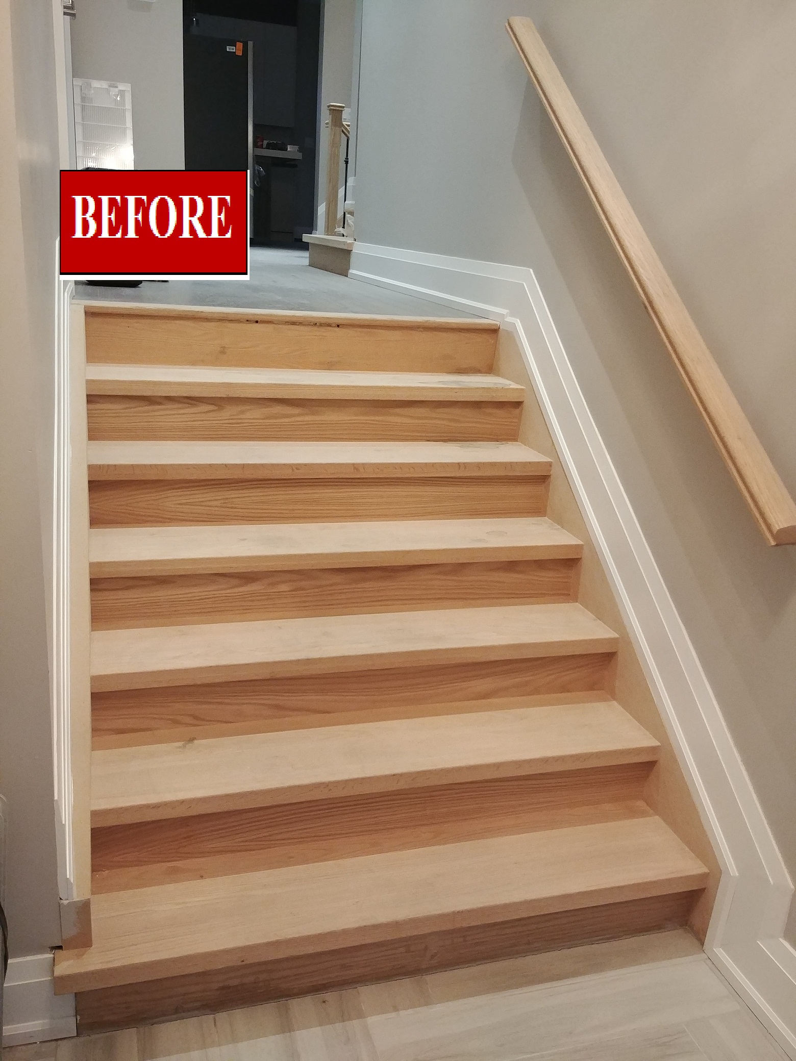 Colouring stair, stain finishing process - Pure and Custom Color Staircase